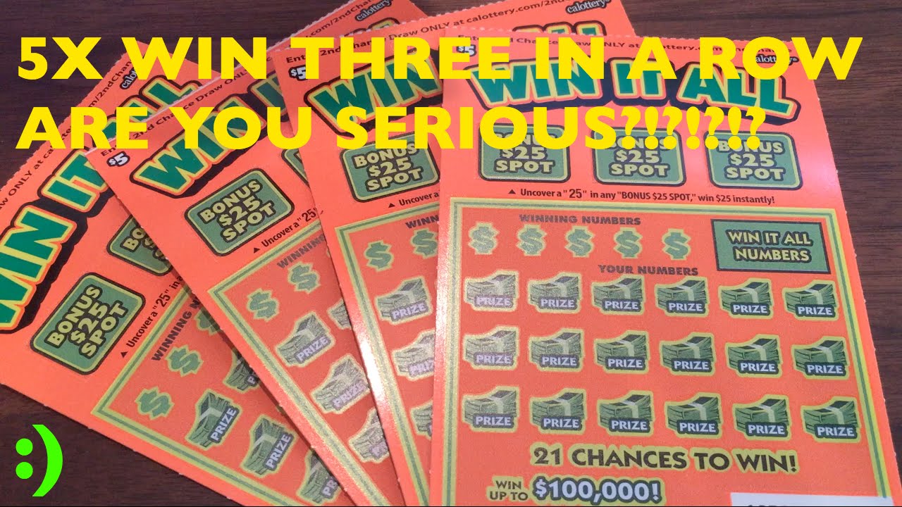 5X WIN THREE IN A ROW WTF Win It All $5 California Lottery Scratcher ...