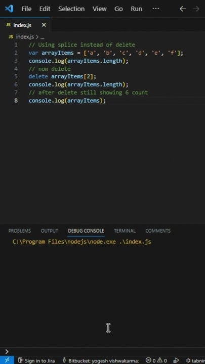 Using splice instead of delete #javascript - YouTube