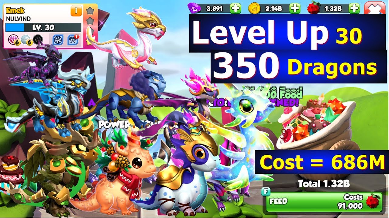 Level up 1 to 30 total 350 Dragons Task | Level up 30 total 350 Dragons ...
