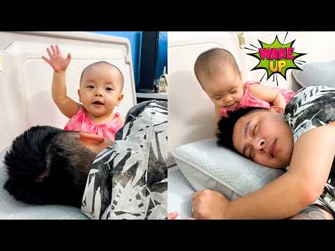 Baby Kim is so adorable helping her mom wake up her dad for work