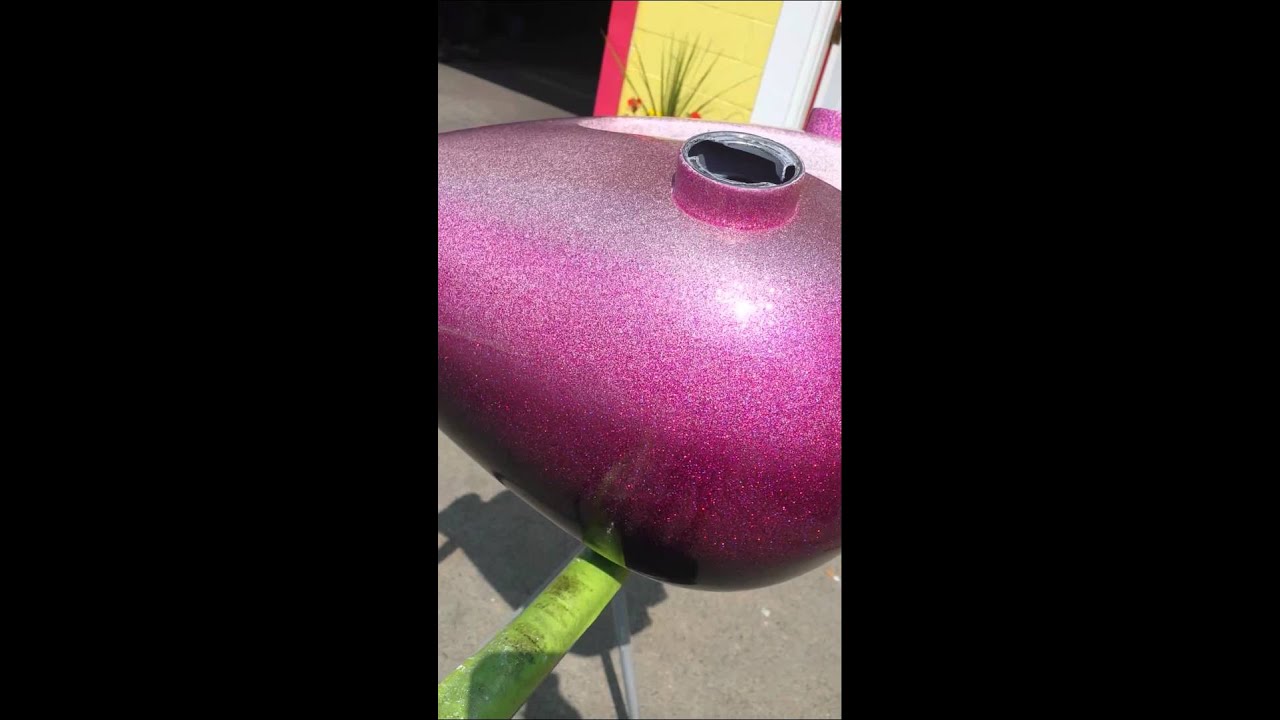 Custom motorcyle paint / metal flake / pink - YouTube