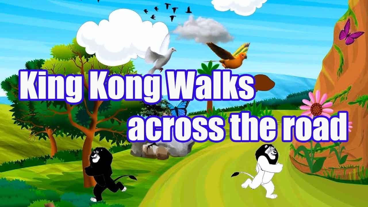 King Kong Walks across the road - Animated Dinosaurs fly out over the ...