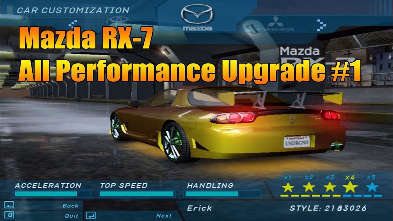Need For Speed Underground | Mazda RX-7 Fully Performance Upgrade | No ...