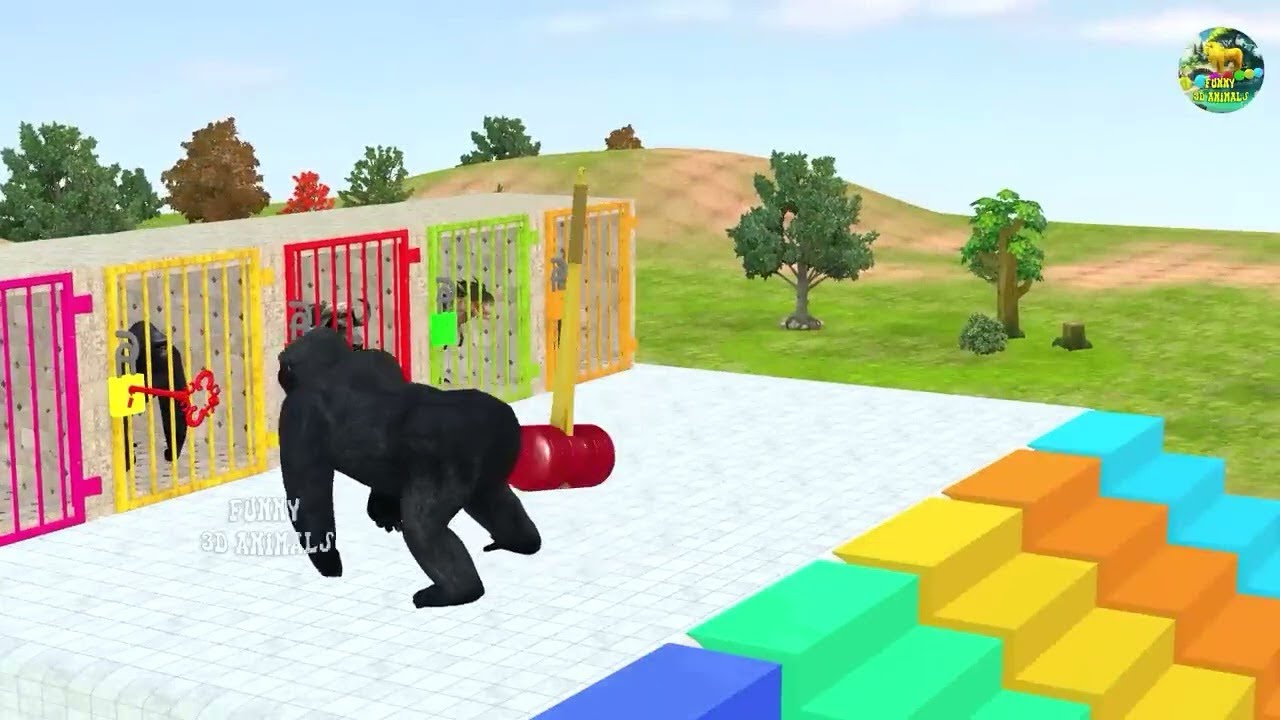 Choose The Right Cage Game With Elephant Gorilla Lion Buffalo T rex ...
