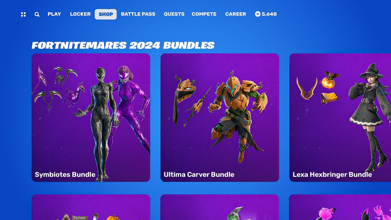 All Fortnitemares 2024 Update Bundles (Symbiotes, Leatherface, Lexa ...