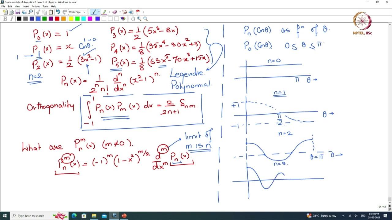 Lec 25 Legendre polynomials, spherical harmonics, orthogonality ...