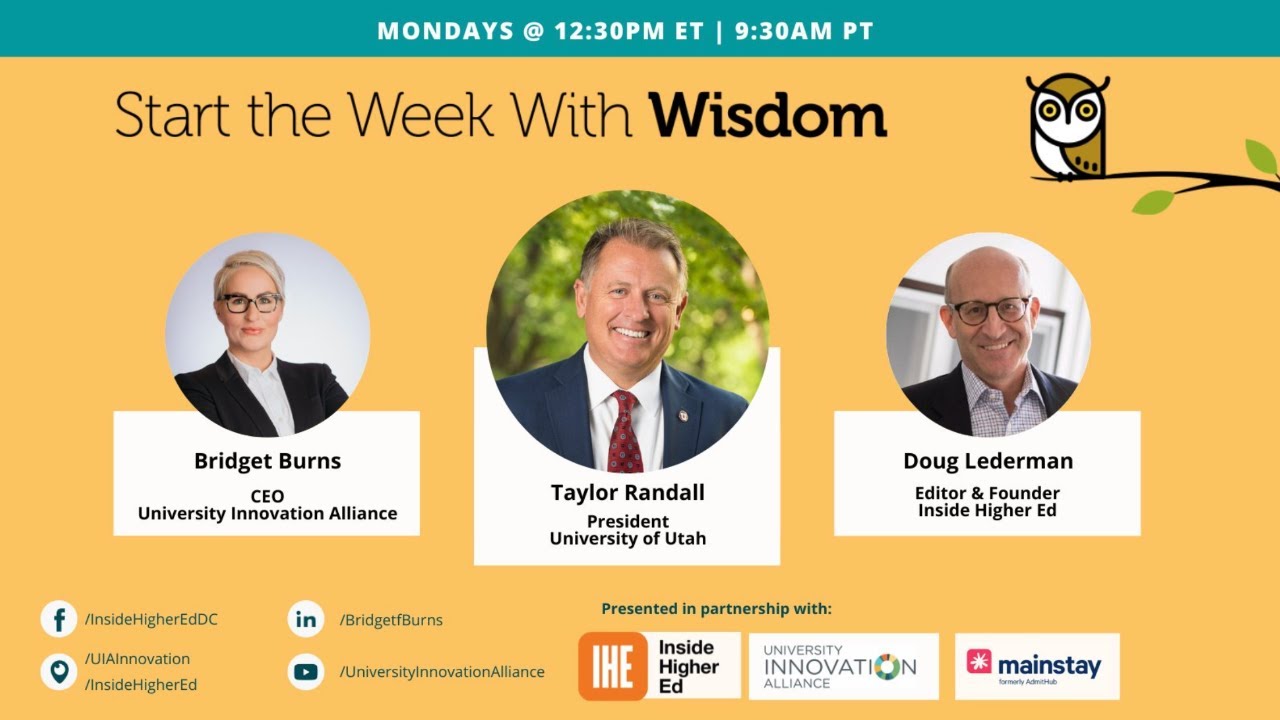 #WeeklyWisdom interview with University of Utah President Taylor ...