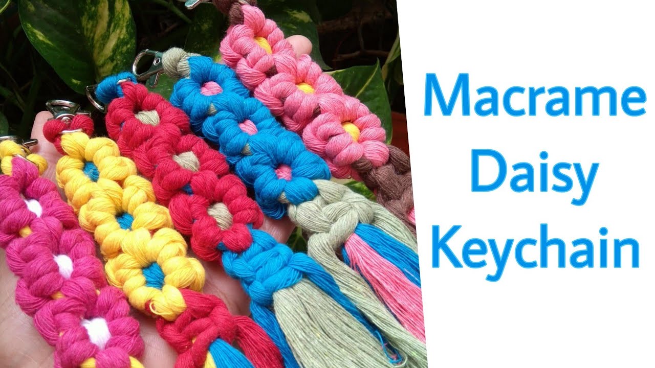 Cute Macrame Daisy Keychain Charm step by step @TheCraftPot - YouTube
