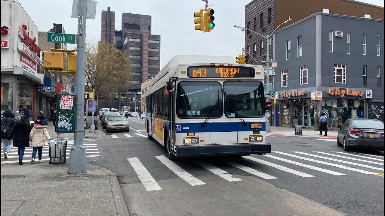 MTA NYC Bus: C40LF 446 On The B43 @ Graham Avenue/Cook Street - YouTube