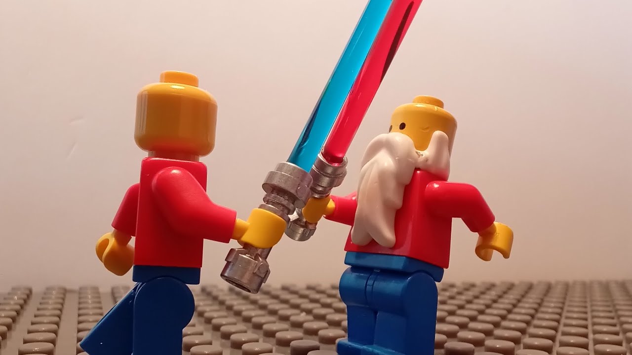 Young VS Old Lego man (A lightsaber battle) - YouTube