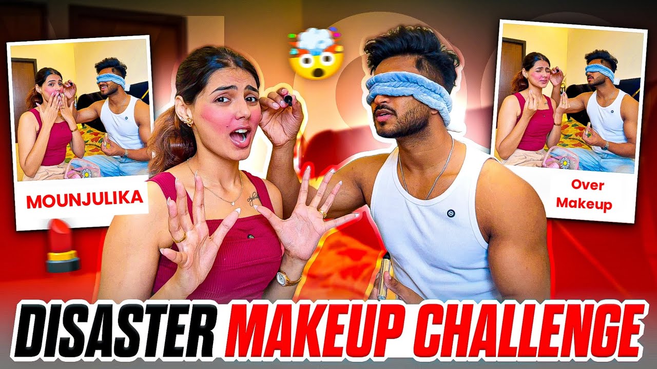 BLINDFOLD MAKE-UP CHALLENGE 😥 ☠️ || MUSKAN DIARIES - YouTube