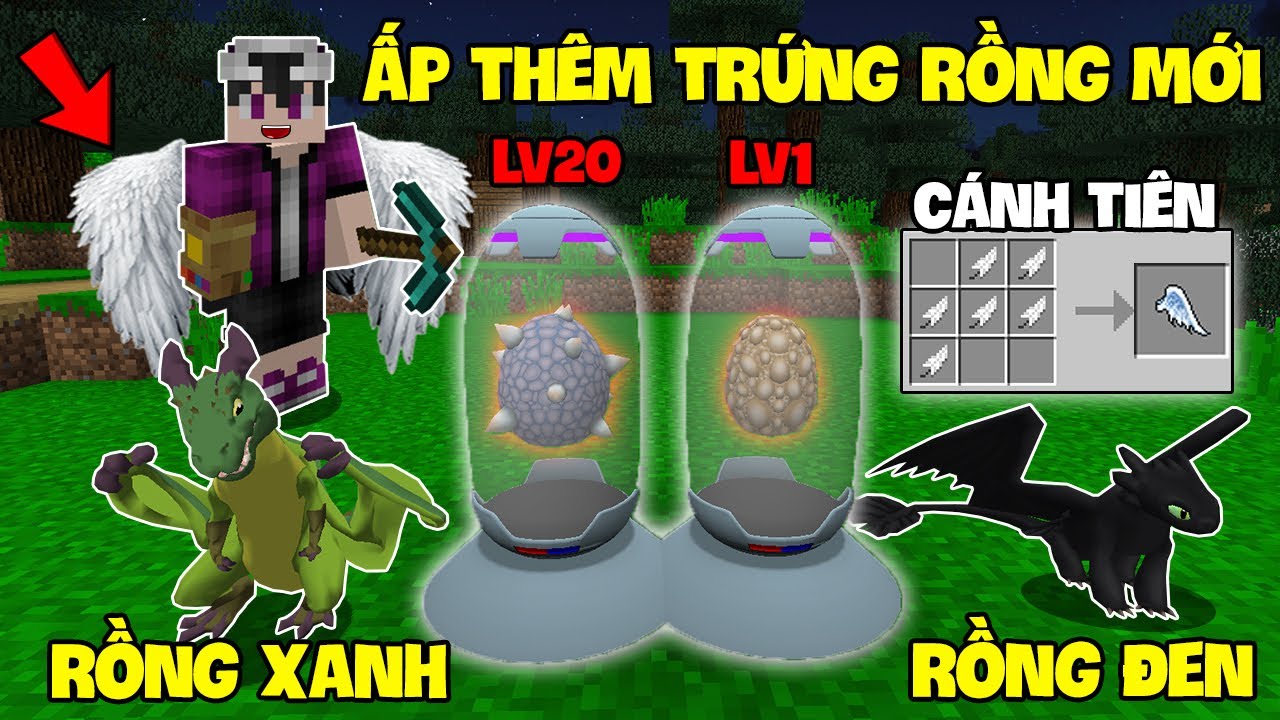 MINECRAFT KỴ SĨ RỒNG #2 | ẤP TRỨNG RỒNG XANH, CHẾ TẠO ĐÔI CÁNH THẦN ...
