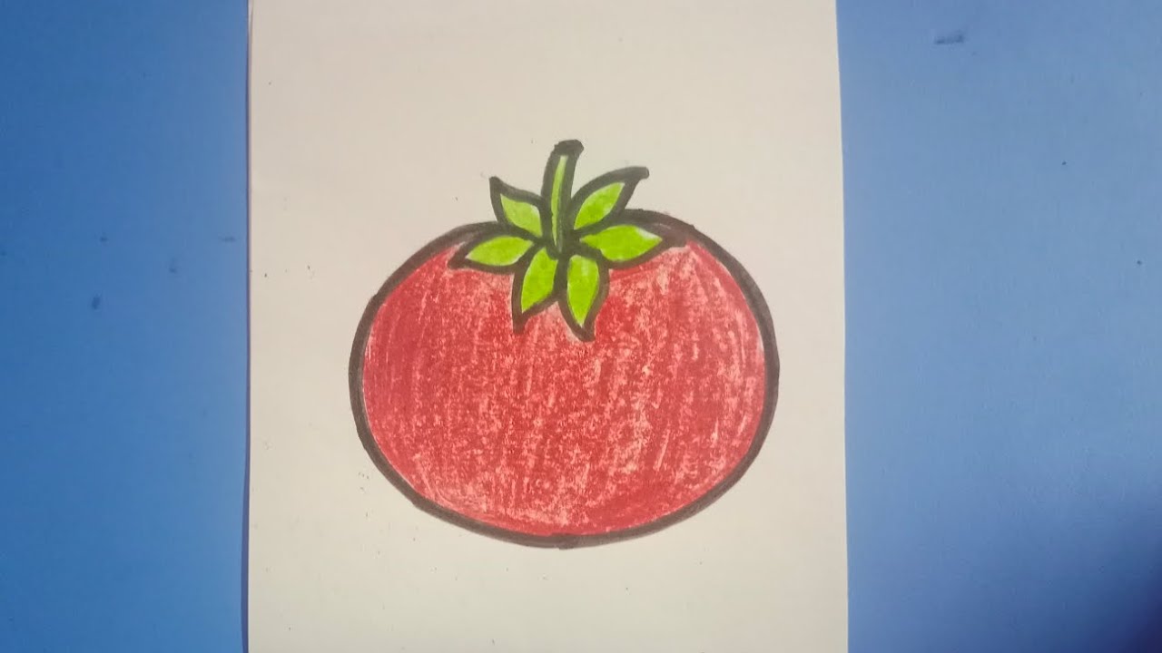 Easy to draw tomato 🍅#How to draw tomato with plastic crayons. - YouTube