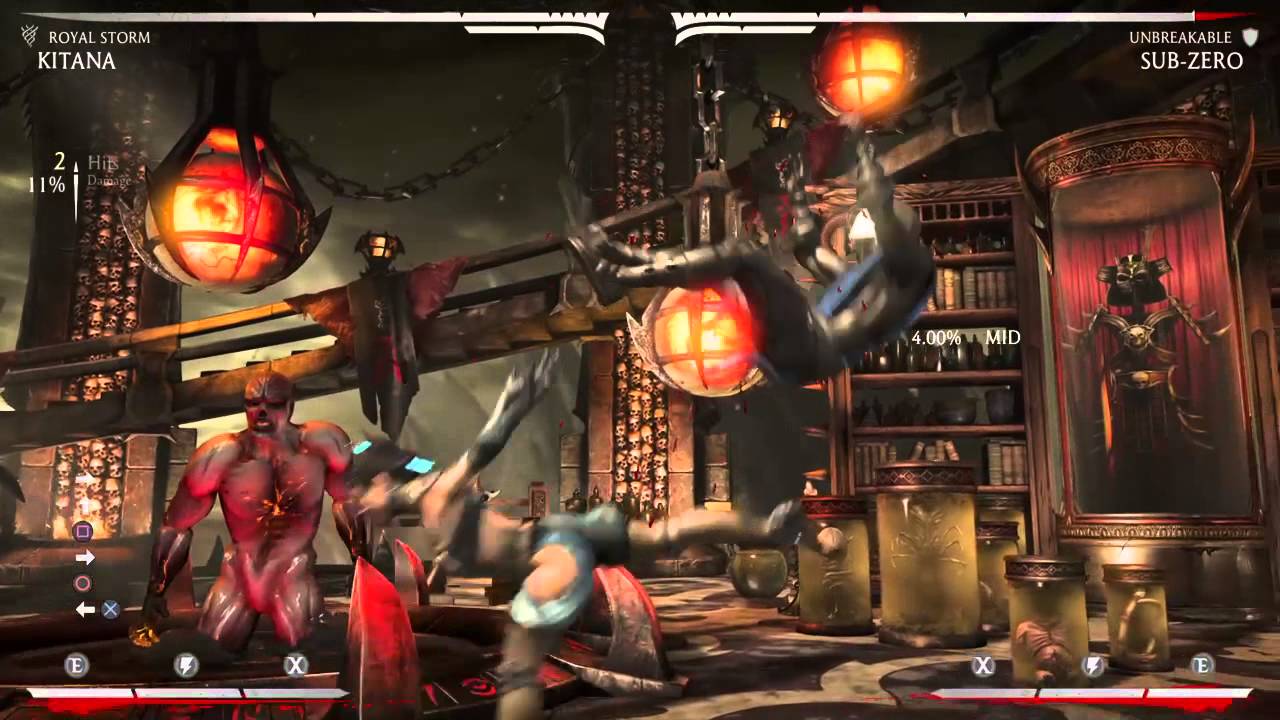 Mortal Kombat X In the lab w/ Kitana Royal Storm Kombo 10 hits - YouTube