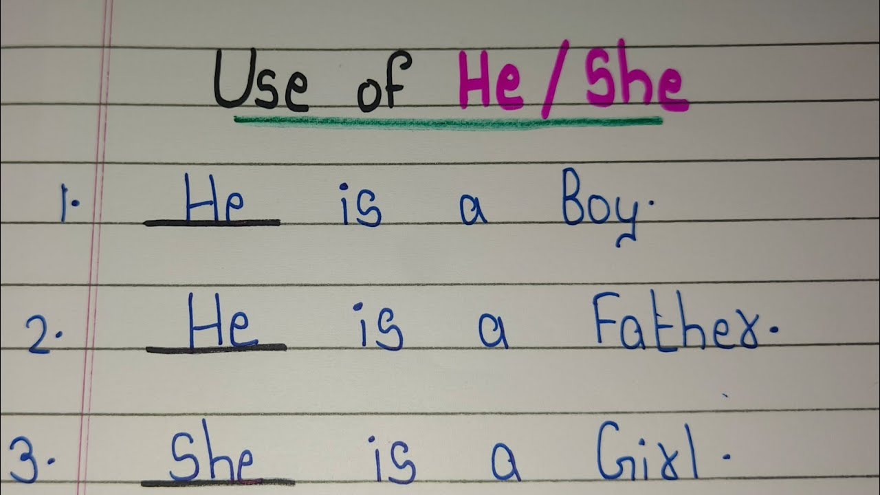 USE OF He / She || "He and She" Sentences || Use of He and She in ...