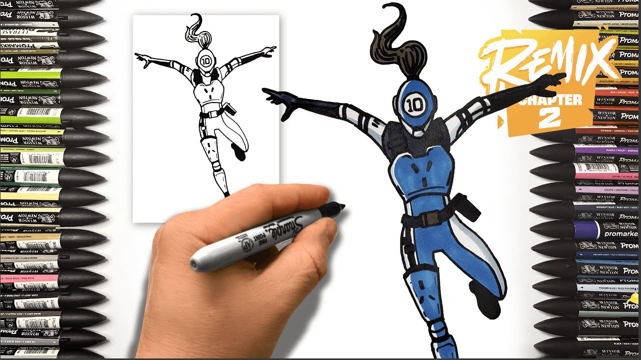 How To Draw 10-Ball | Fortnite Remix | Step by Step Drawing Tutorial # ...