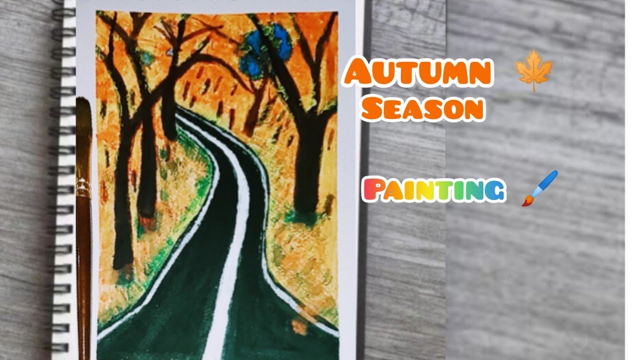How to paint a Autumn 🍂🍁 season in scenery| with postor color step by ...