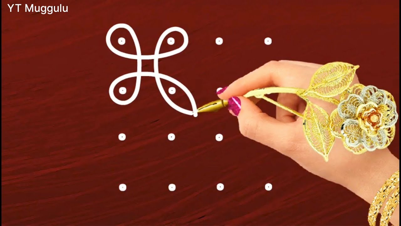 4x4 chukkala simple melikala muggu || easy daily thippudu muggu || yt ...