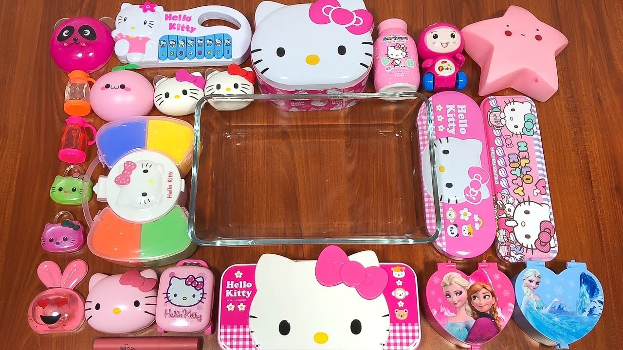 MIXING SO MANY THINGS INTO NEW HELLO KITTY SLIME ! RELAXING SLIME ...