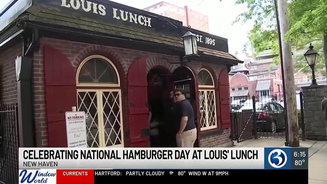 Celebrating National Hamburger Day at Louis' Lunch in New Haven - YouTube