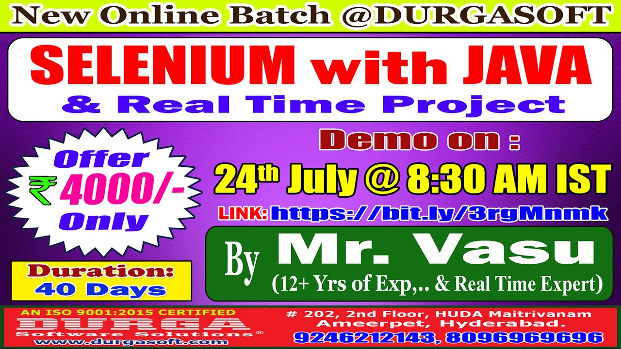 SELENIUM with JAVA Online Training @ DURGASOFT - YouTube