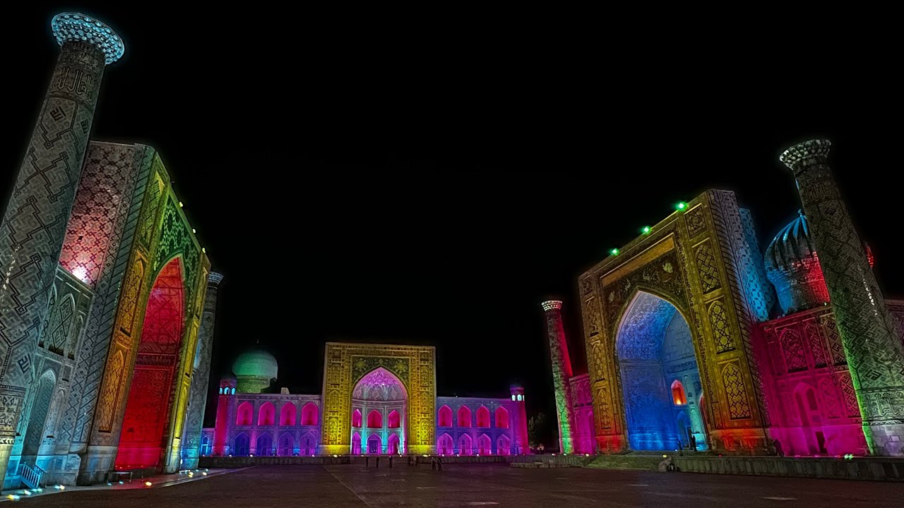 Light show at Registan Square in Samarkand - YouTube
