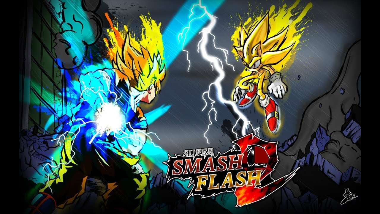 Super Smash Flash 2 Super Sonic VS Super Saiyan Goku Rematch - YouTube
