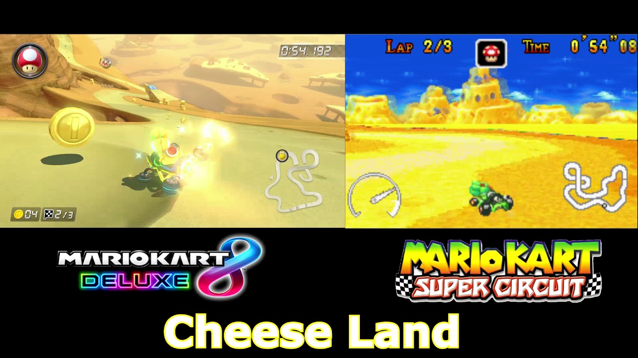 Cheese Land Mario Kart: Super Circuit and 8 Deluxe Comparison - YouTube