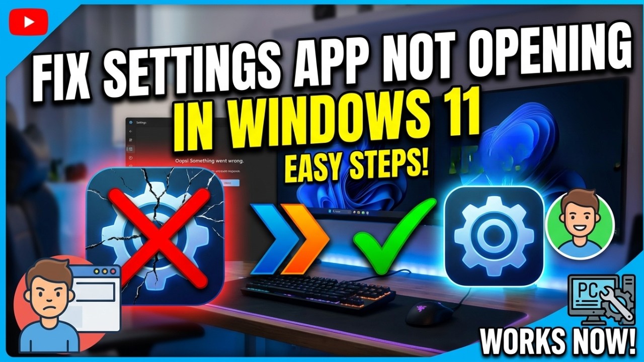Fix Settings App Not Opening in Windows 11 | BEST Working Method - YouTube