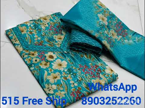Cotton with beautiful print neck potli pattern churidar Materials - YouTube