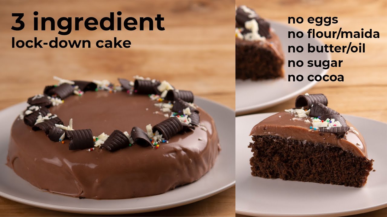 3 ingredient chocolate lock down cake | No eggs, butter/oil, flour ...