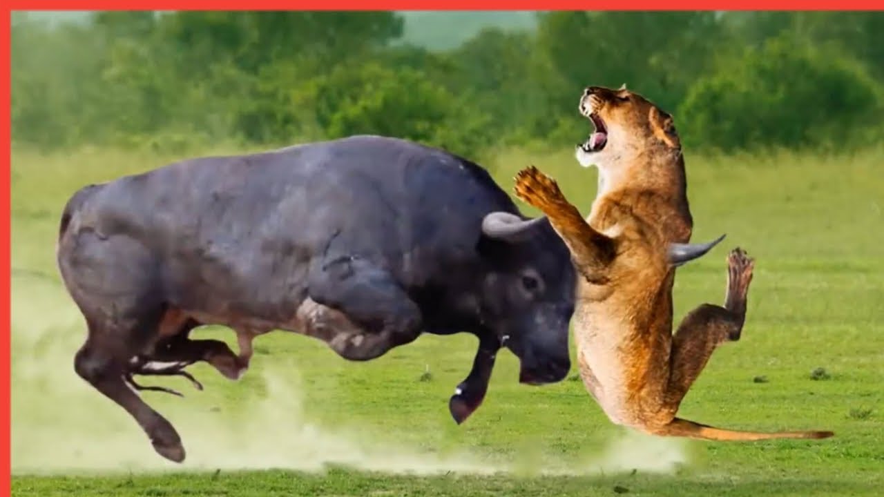 DANGEROUS AFRICAN CAPE BUFFALO ATTACKS & KILLS LIONS IN AFRICA - YouTube