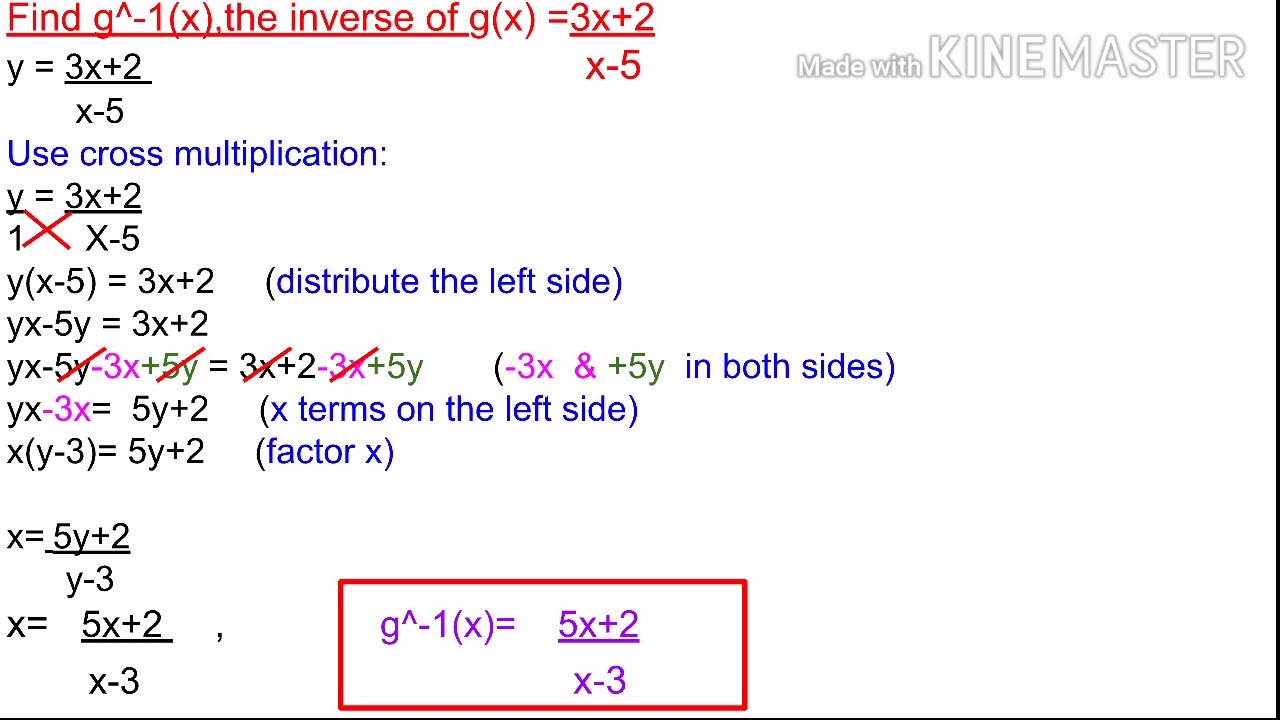 Finding G 1 x the Inverse Of G x 3x 2 x 5 YouTube