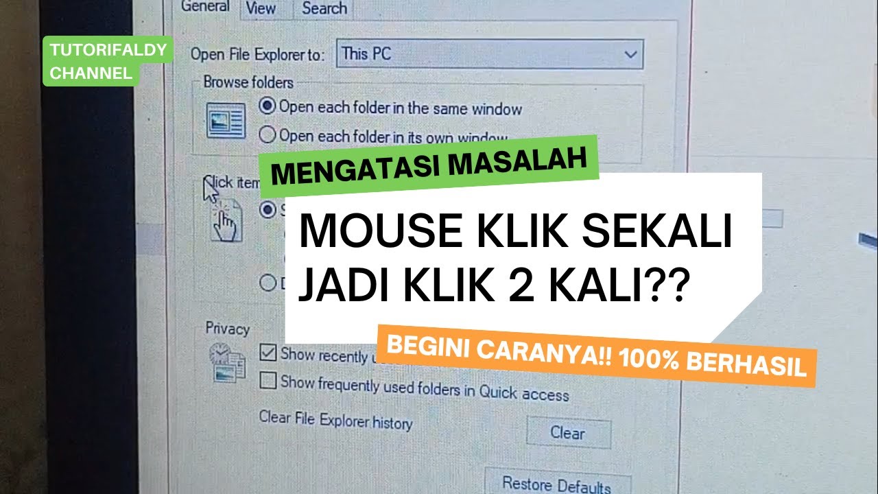 MENGATASI POINTER MOUSE KLIK SEKALI JADI KLIK 2 KALI! 100% BERHASIL ...