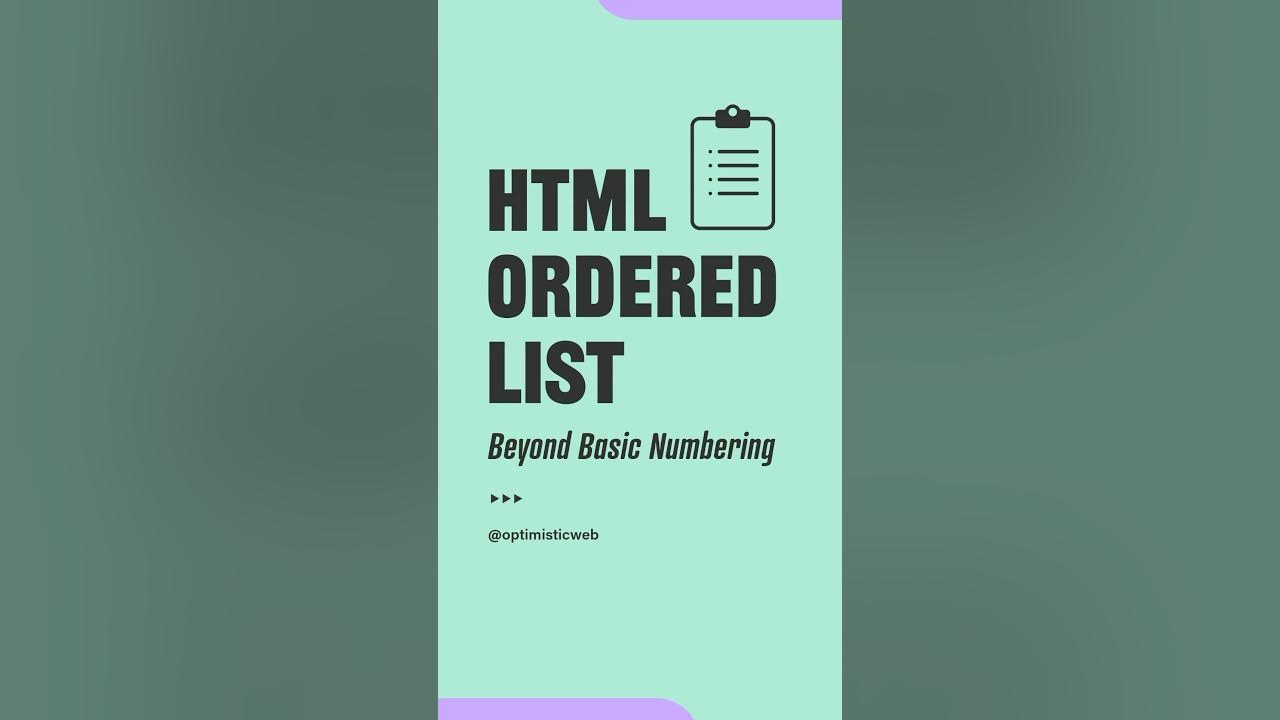 Take Your Lists to the Next Level - HTML Ordered List Element - YouTube