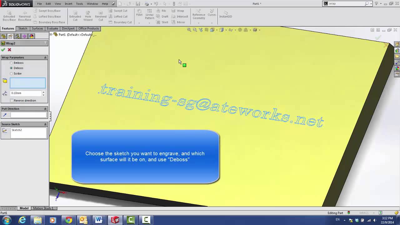 Engraving using Solidworks Wrap Tools - YouTube