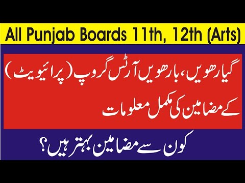 Arts Subjects List for Punjab Boards Inter Private | FA Subjects List ...