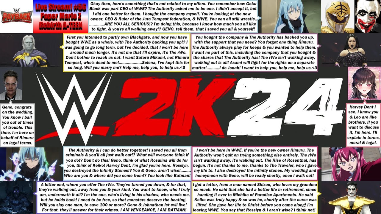 WWE 2K24 Payback Live Stream! #56 The rWo Walking Out!? Paper Mario Z ...