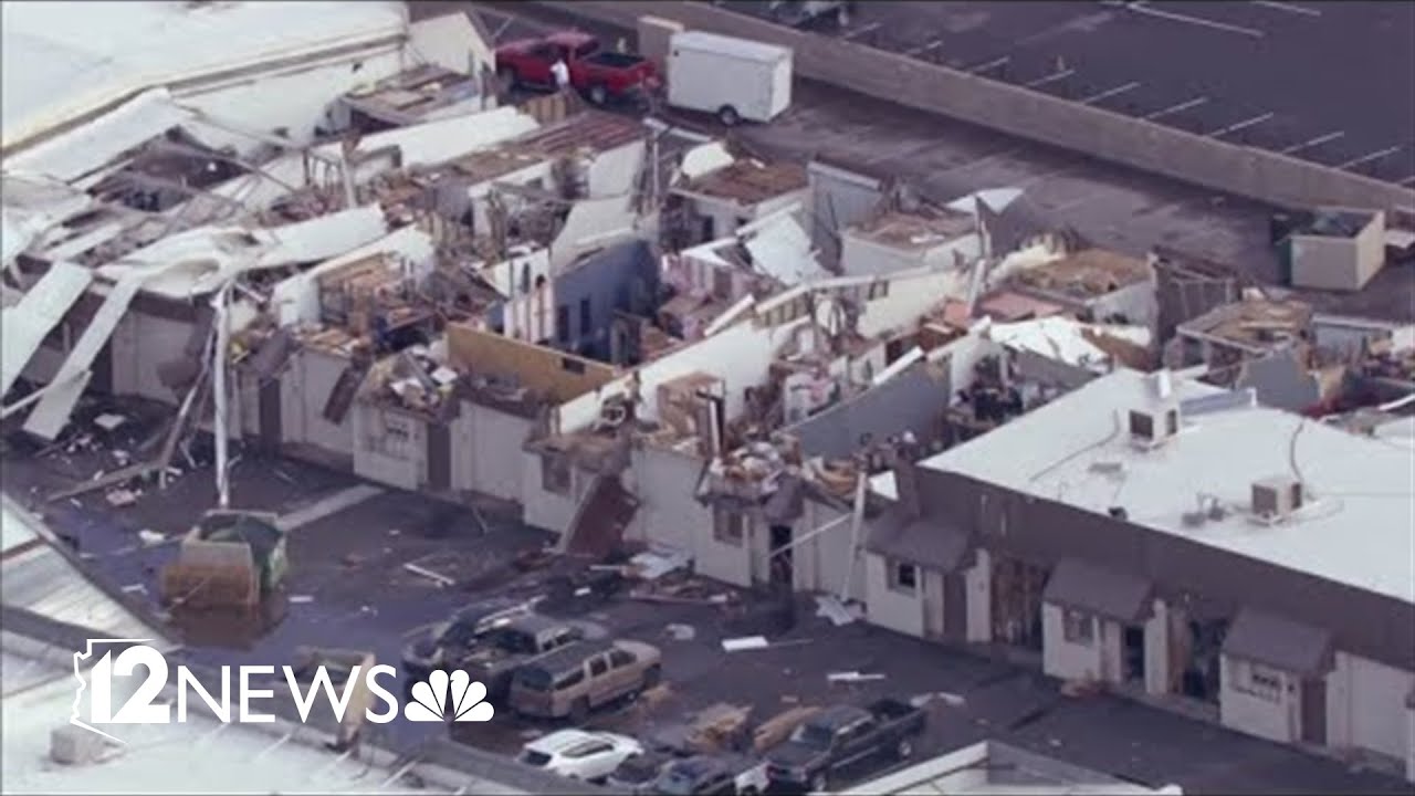 Roof ripped off of Tempe building during Monday's storm - YouTube