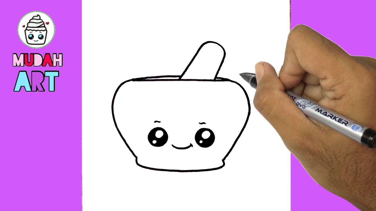 CARA MELUKIS LESUNG BATU COMEL | lukisan pemula - YouTube