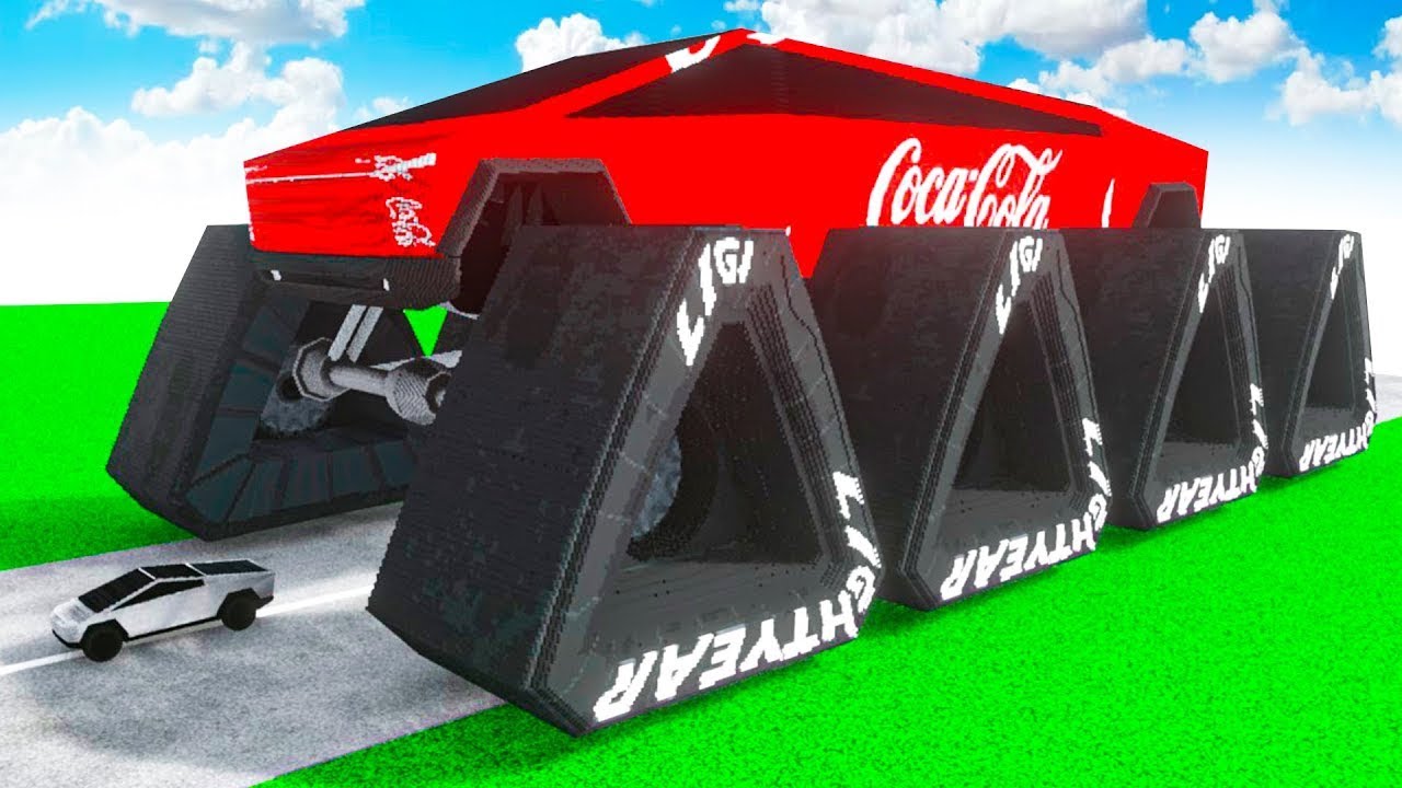 Tesla Cybertruck Transforming to GIANT triangle COCA COLA TESLA BTR ...