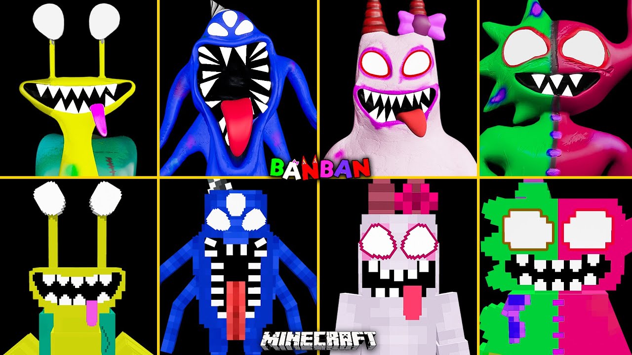 Garten of Banban 6 ALL JUMPSCARES vs MINECRAFT | Evil Banbaleena, Evil ...