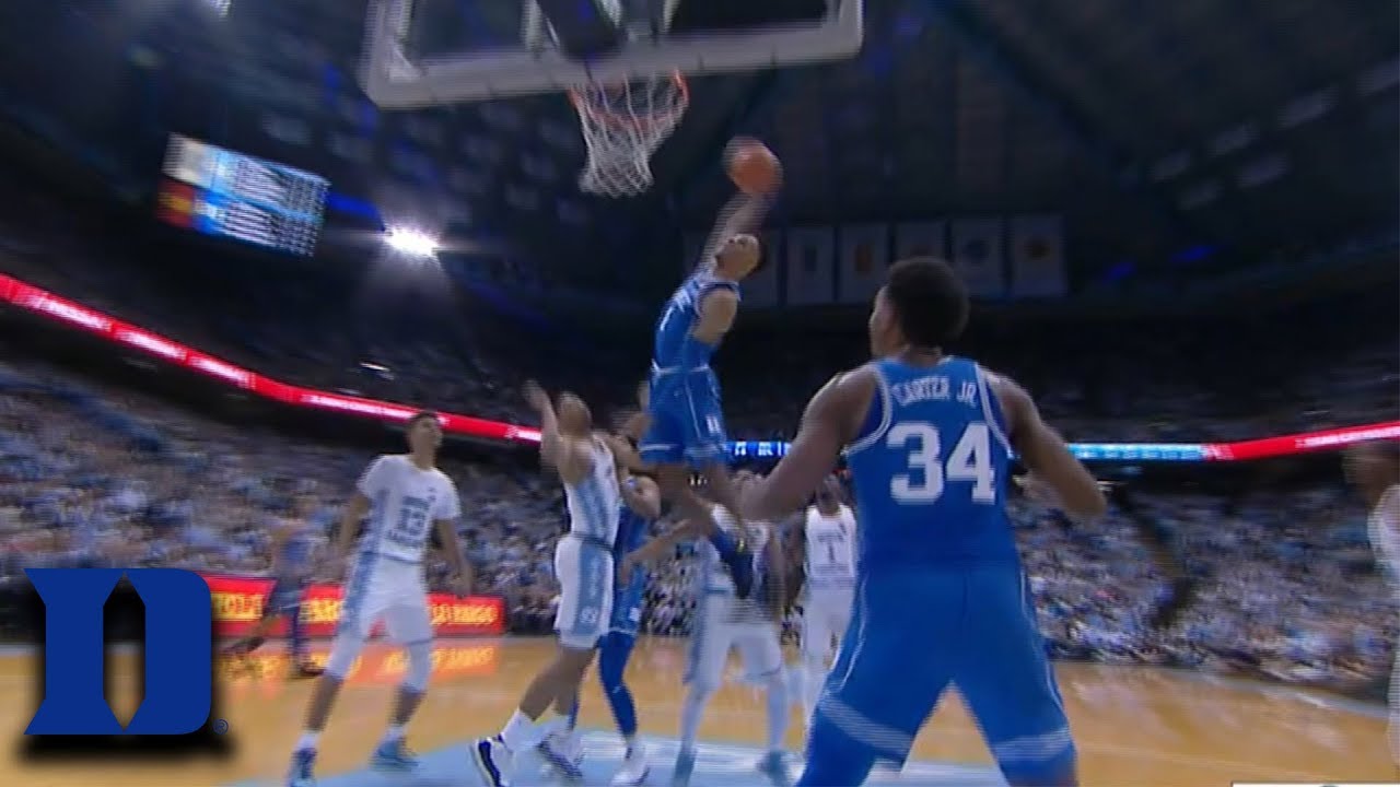 Duke's Trevon Duval Introduces Himself To UNC With Massive Dunk - YouTube