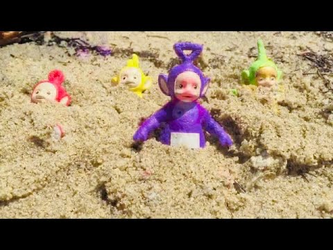 TELETUBBIES Toys Buried In Sand at the Beach! - YouTube