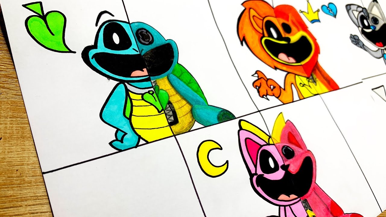 Drawing Poppy Playtime 3 | Cartoon Vs Realistic | Smiling Critters ...
