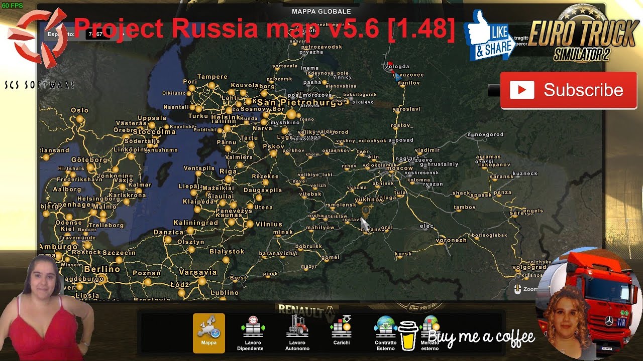 Euro Truck Simulator 2 (1.48.5) Project Russia map v5.6 [1.48] New ...