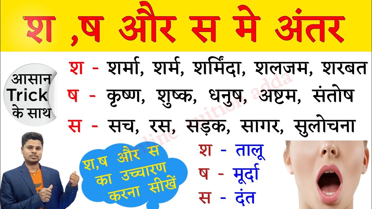 श, ष और स का सही उच्चारण । S, Sh, Sh me Antar। How to learn hindi ...