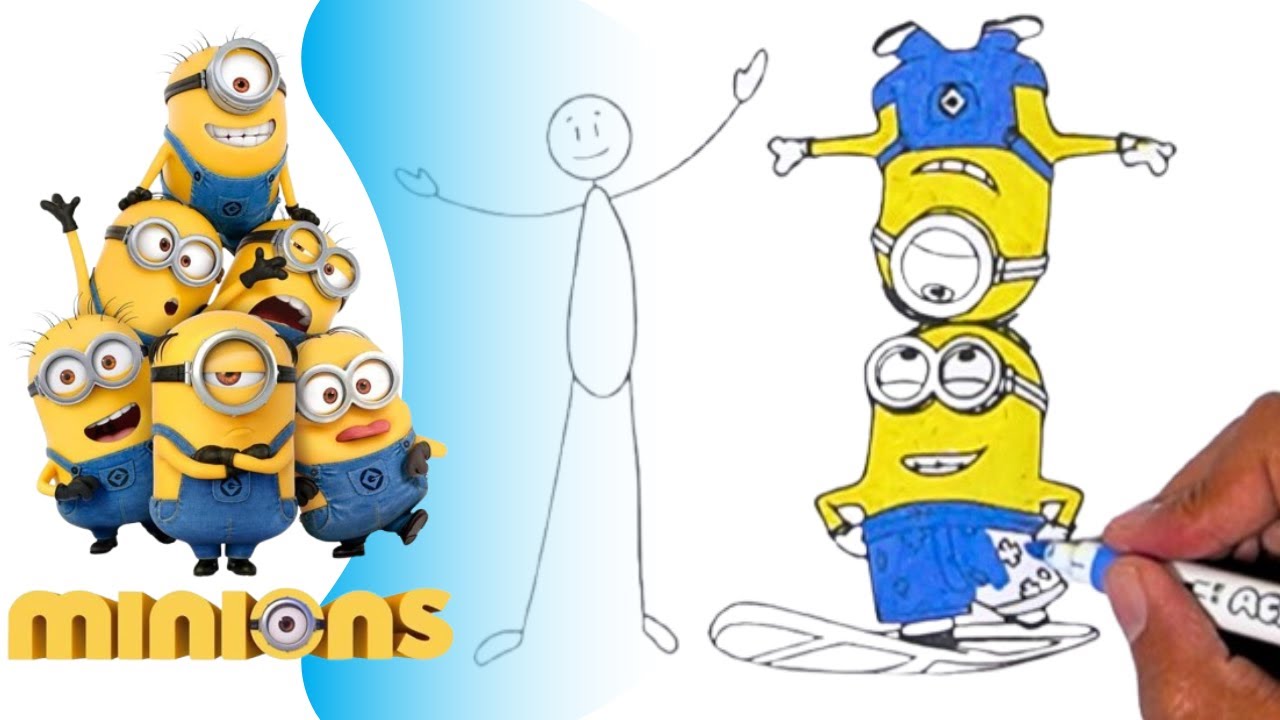 Minion Drawing Tutorial - How to draw a Minion step by step | Coloring ...