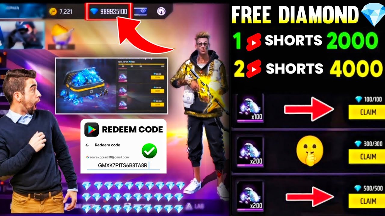 🔥💎 8000 Free Diamonds in Free Fire Trick. How to Get Free diamond in ...