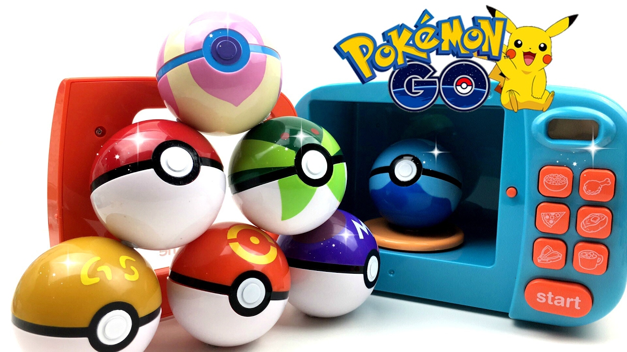 Learn Colors with Pokemon GO! Surprise Toys with Cooking Microwave Oven ...